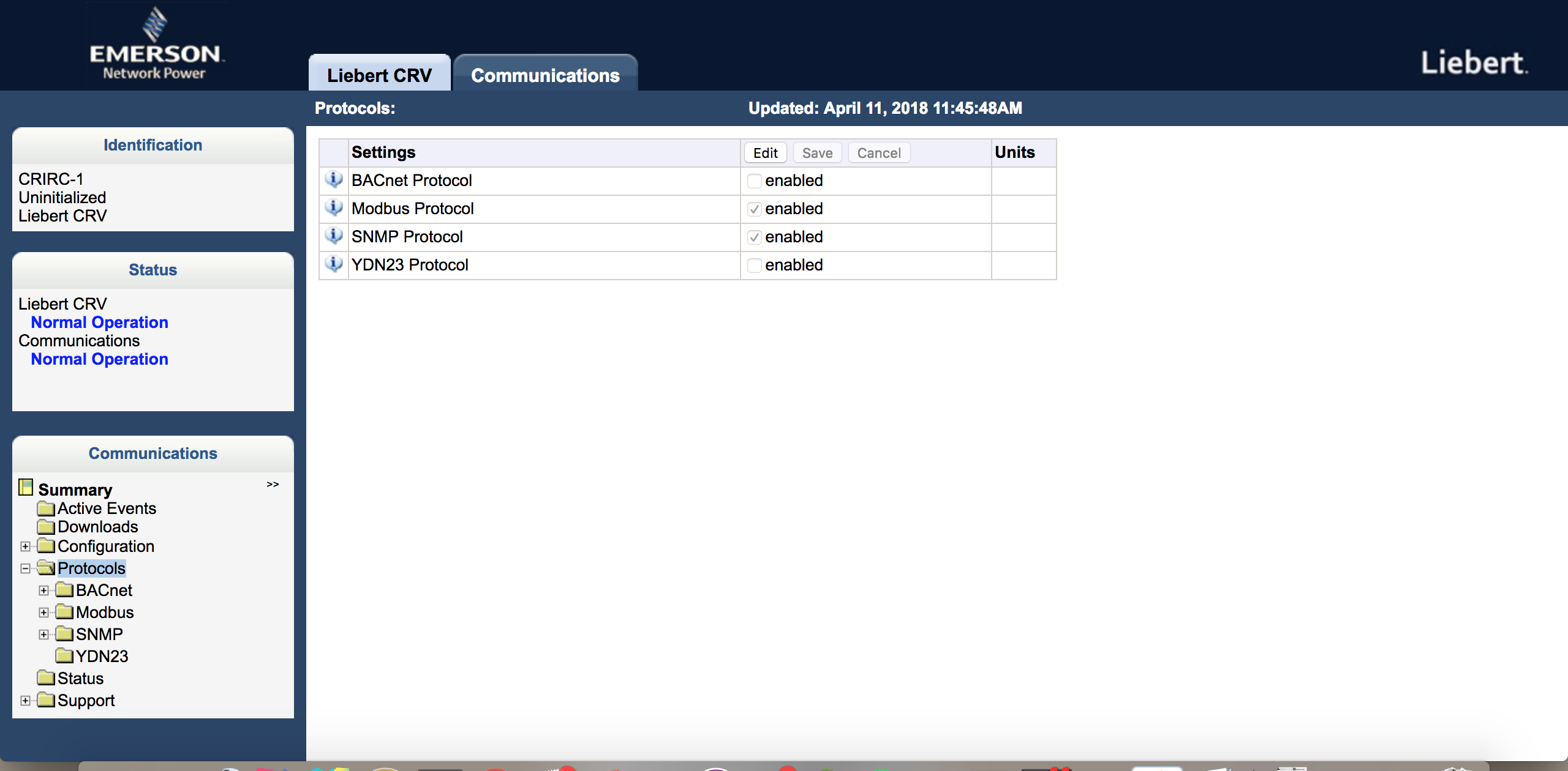 Configuring Vertiv UNITY-DP Cards to connect via SNMP – Critical Labs